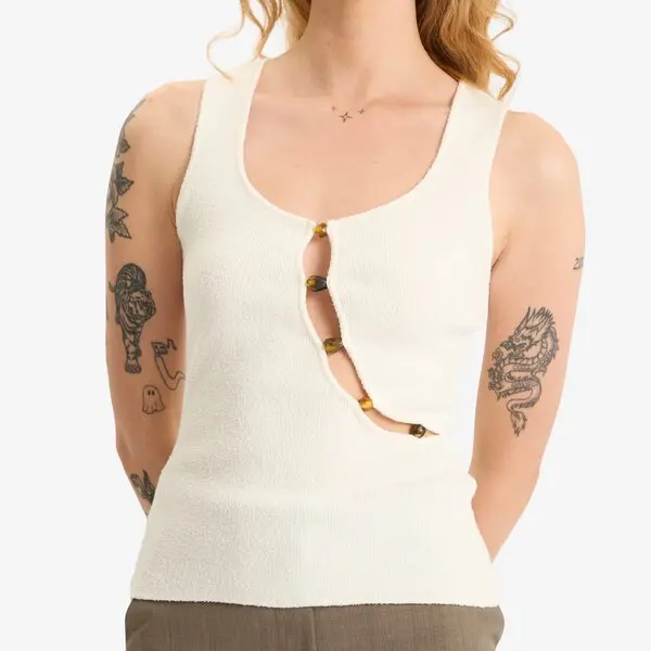 SIR. Chiara Beaded Tank Top - Ivory