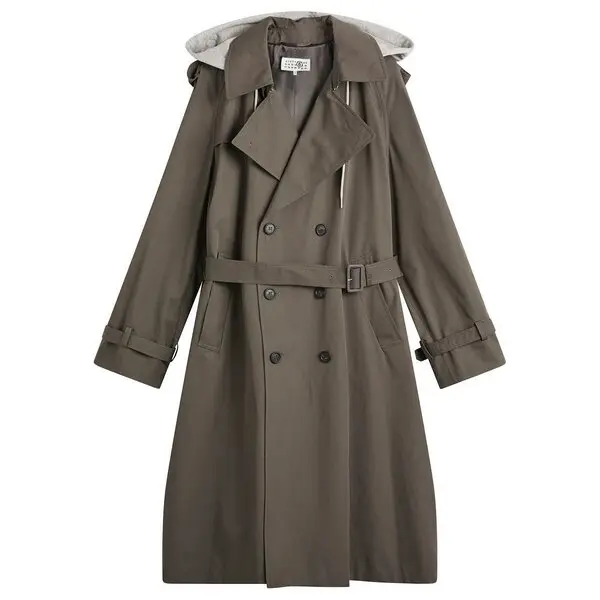 MAISON MARGIELA Trench Coat With Detachable Hood - Grey