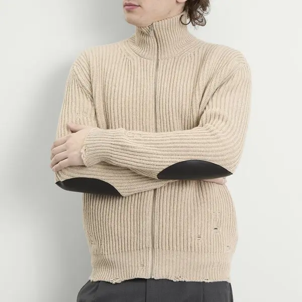 MAISON MARGIELA Distressed Rib Zip Through