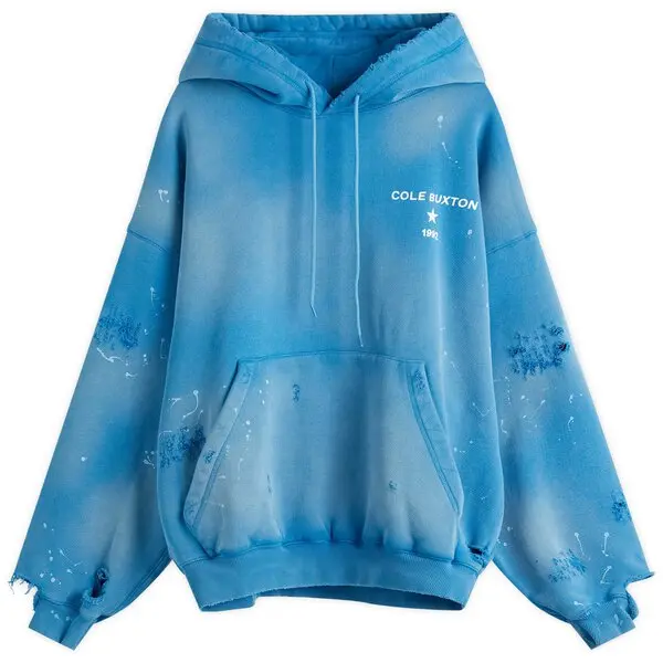 COLE BUXTON 1992 Distressed Hoodie - Washed Blue
