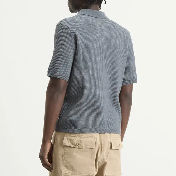 Norse Projects Anholt Cotton Crepe Polo - Greyish Blue