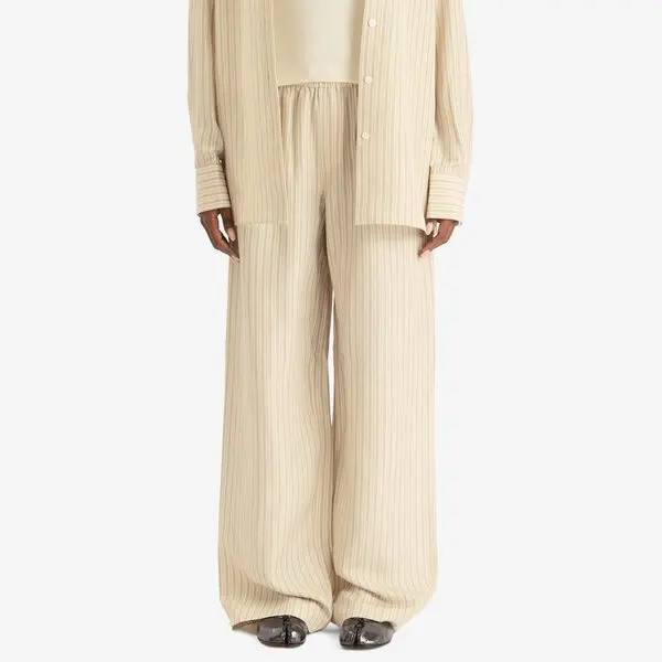 RÓHE Wide Leg Silk Trousers - Classic Stripe