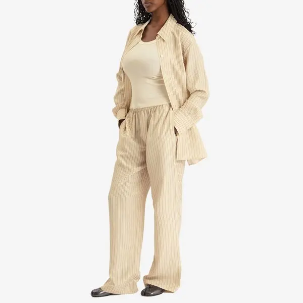 RÓHE Wide Leg Silk Trousers - Classic Stripe