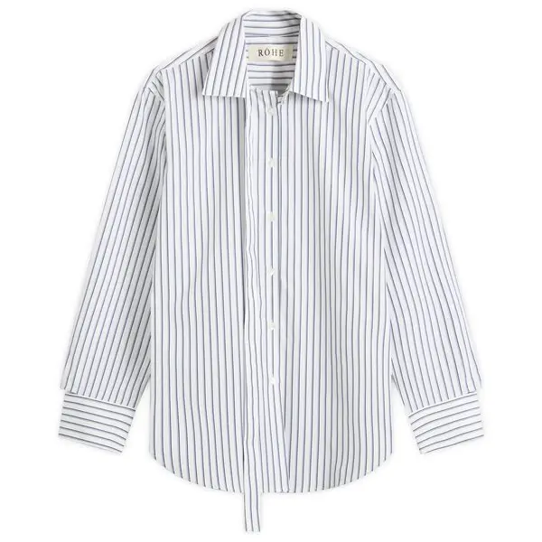 RÓHE Deconstructed Striped Shirt - White/blue Multi Stripe