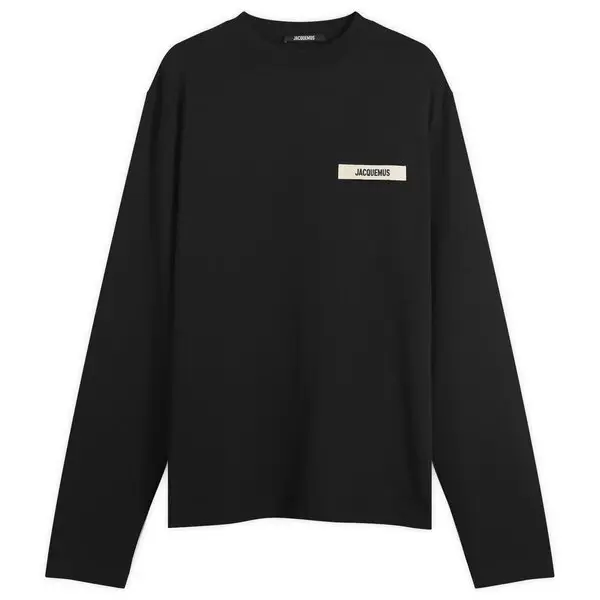 Jacquemus Grosgrain Logo Long Sleeve T-shirt - Black