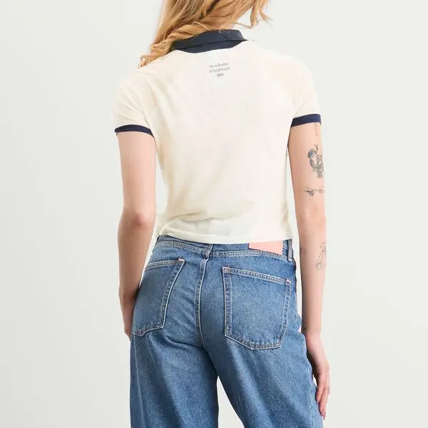 Acne Studios Kout Transparent Polo Top - White/navy