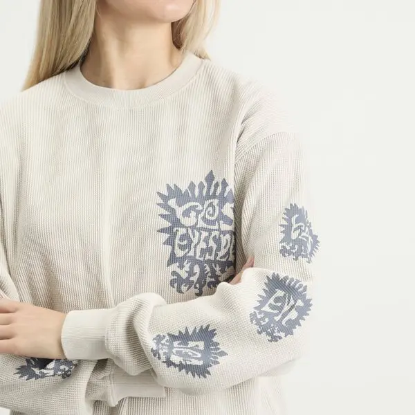 YESEYESEE Y.e.s Stamp Waffle Long Sleeve