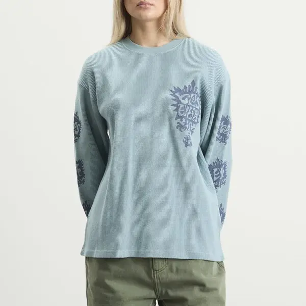 YESEYESEE Y.e.s Stamp Waffle Long Sleeve
