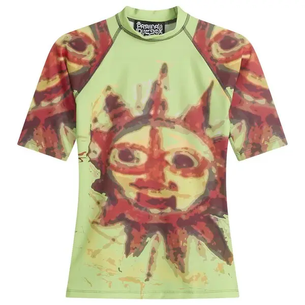 PAOLINA RUSSO Short Sleeve Rash Guard - Chartreuse
