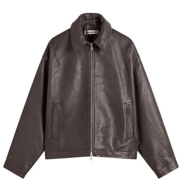 COLE BUXTON Shrunken Leather Jacket - Brown