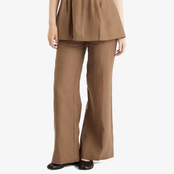 Faithfull The Brand Syna Wide Leg Linen Trousers - Clay