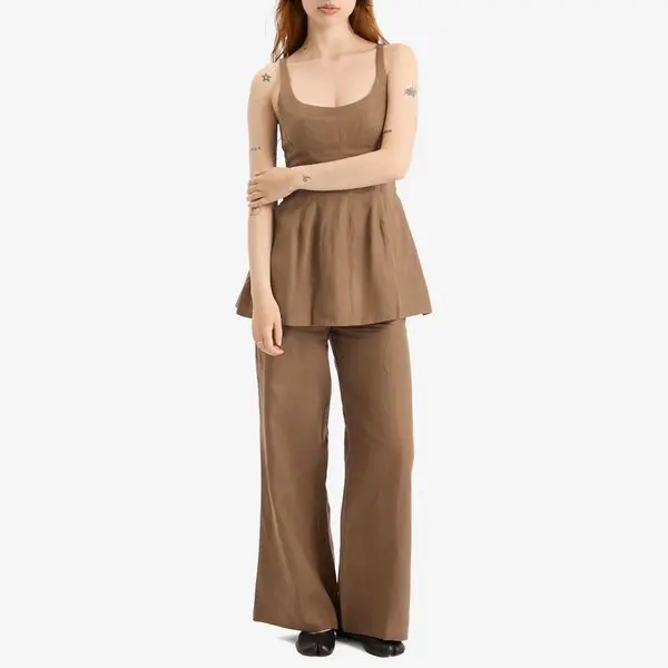Faithfull The Brand Syna Wide Leg Linen Trousers - Clay