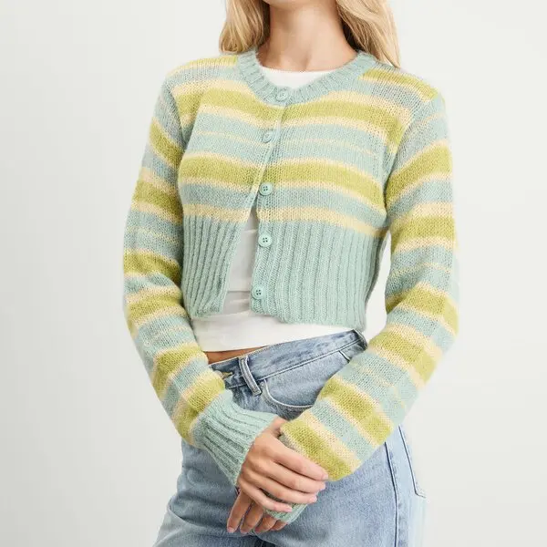 SUNDAYFRUITMARKET Cropped Cardigan With Stripes