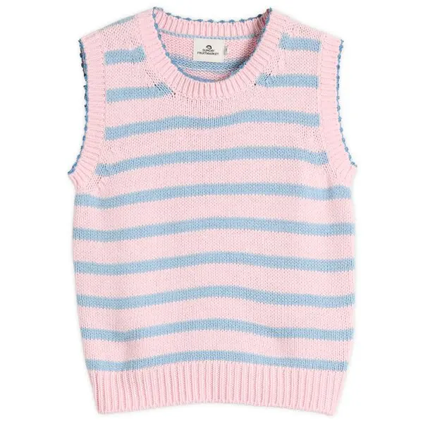SUNDAYFRUITMARKET Candy Cropped Knitted Vest - Pink