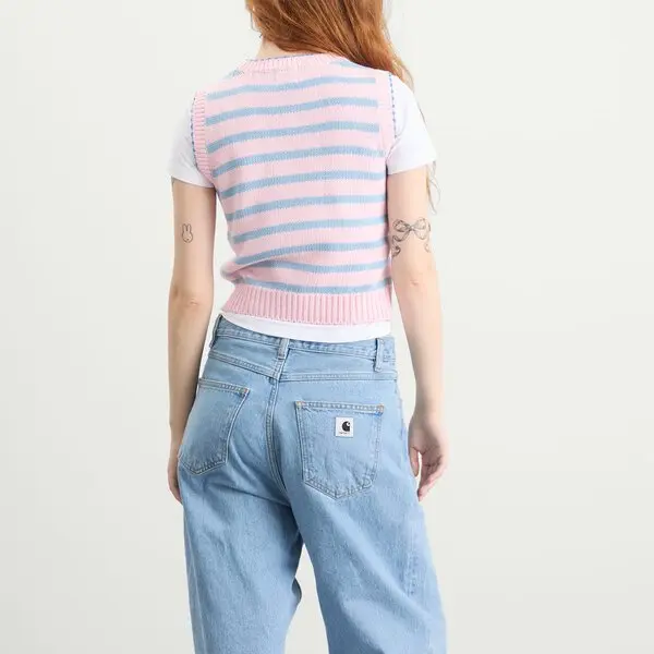 SUNDAYFRUITMARKET Striped Cropped Knitted Vest