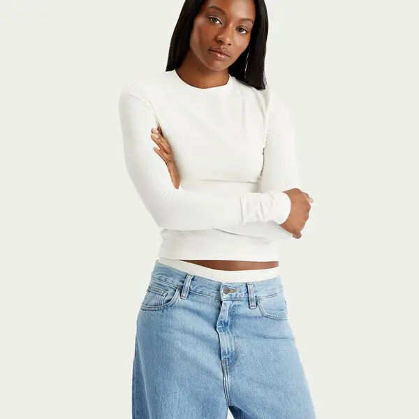SKIMS Cotton Jersey Long Sleeve T-shirt - Marble