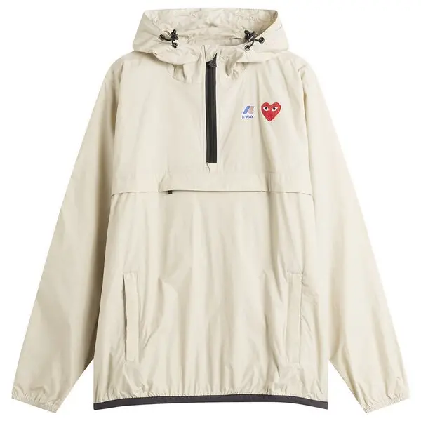 Play Comme Des Garcon X K-way Half Zip Packable Jacket - Beige