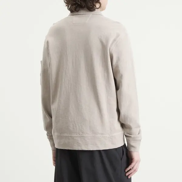 C.P. COMPANY Malfile Fleece Quarter Zip Collared Sweatshirt - Dove