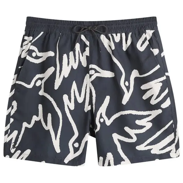 PARRA Birds Fly Free Swim Shorts - Black