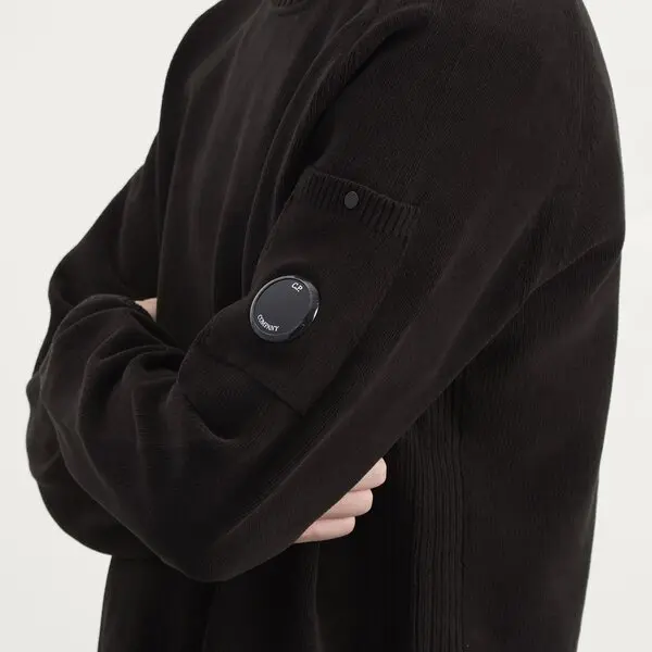 C.P. COMPANY Cotton Chenille Crewneck Lens Sweater