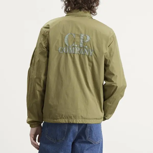 C.P. COMPANY Chrome-r Zipped Lens Logo Overshirt - Moss Gray