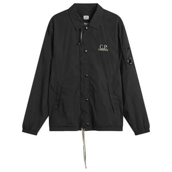 C.P. COMPANY Chrome-r Zipped Lens Logo Overshirt - Black