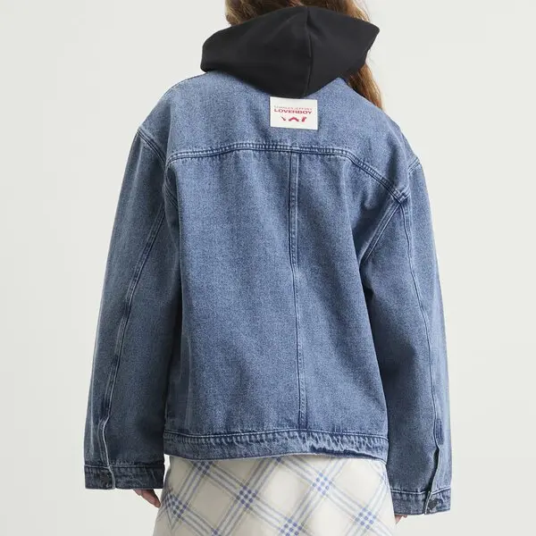 CHARLES JEFFREY Corduroy Collar Denim Jacket