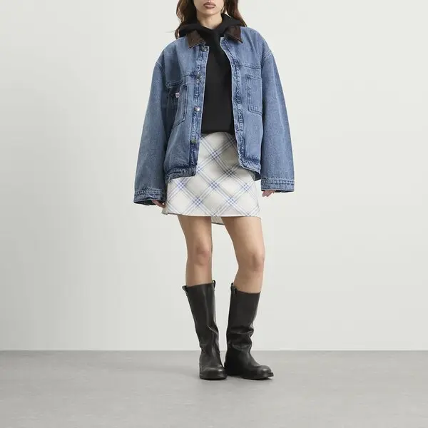 CHARLES JEFFREY Corduroy Collar Denim Jacket