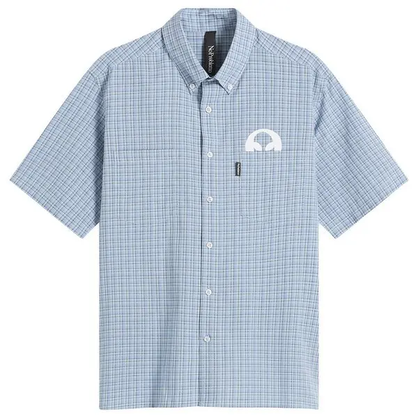 NO PROBLEMO Alien-o Print Check Shirt - Blue