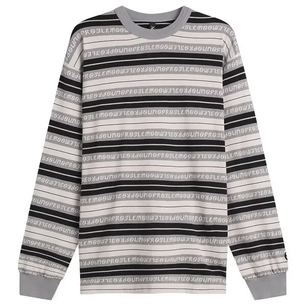 NO PROBLEMO Jacquard Stripe Long Sleeve T-shirt - Black