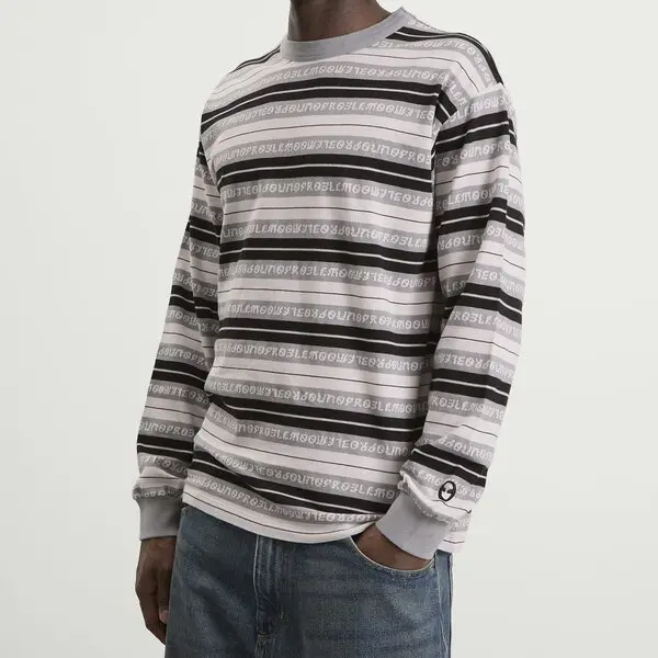 NO PROBLEMO Jacquard Stripe Long Sleeve T-shirt