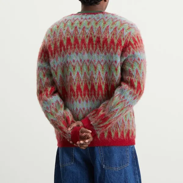 BEAMS Jacquard Chevron Cardigan