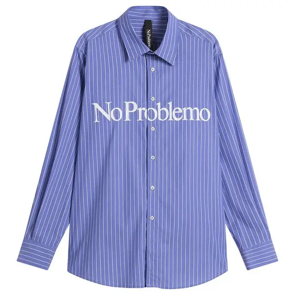 NO PROBLEMO Logo Stripe Poplin Shirt - Navy