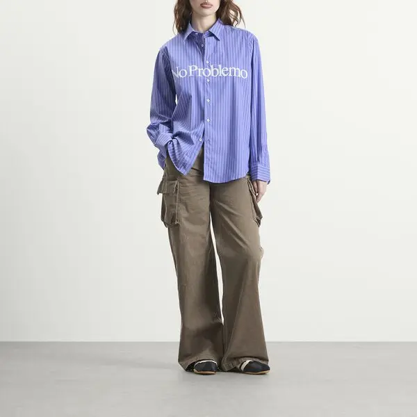 NO PROBLEMO Logo Stripe Poplin Shirt