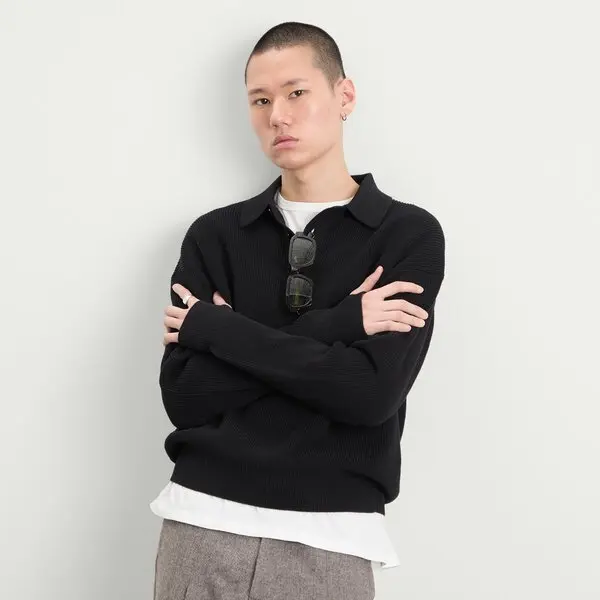 RONNING Long Sleeve Knit Polo