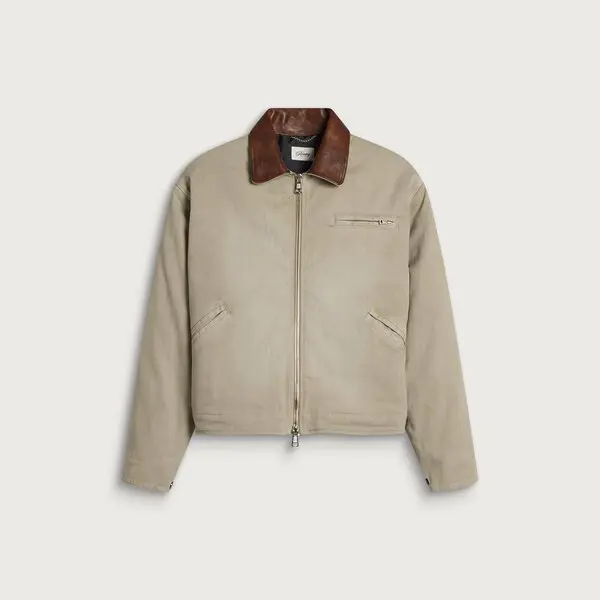 RONNING Work Jacket With Leather Collar - Sand