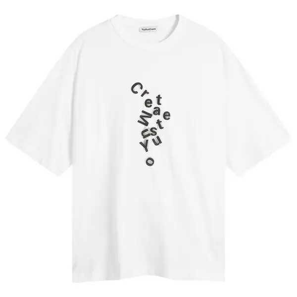 You Must Create Jumbled Logo Print Triple T Shirt - White