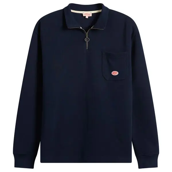 Armor Lux Half Zip Pocket Sweatshirt - Navy
