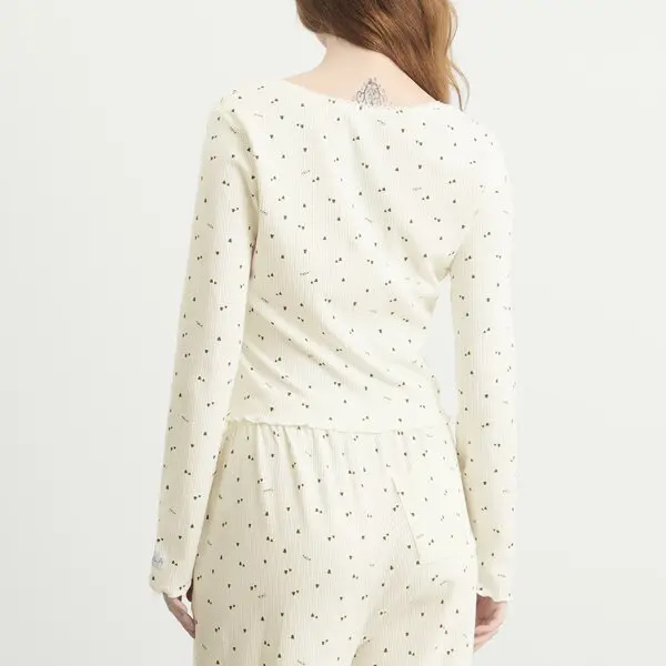 TALA Sleep Lounge Tie Cardigan With Printed Detail - Ivory Printed
