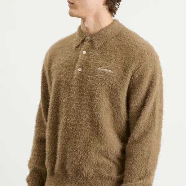 THISISNEVERTHAT Sct-logo Shaggy Knit Polo