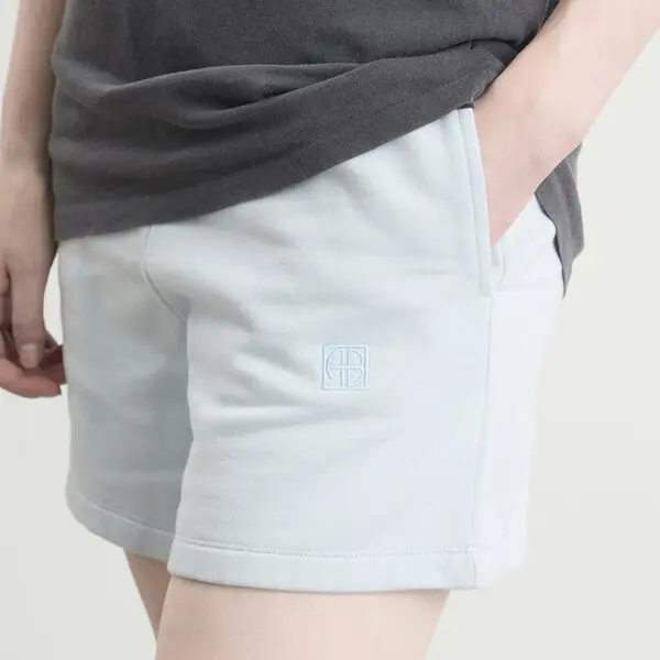 ANINE BING Kam Monogram Sweat Shorts - Light Blue