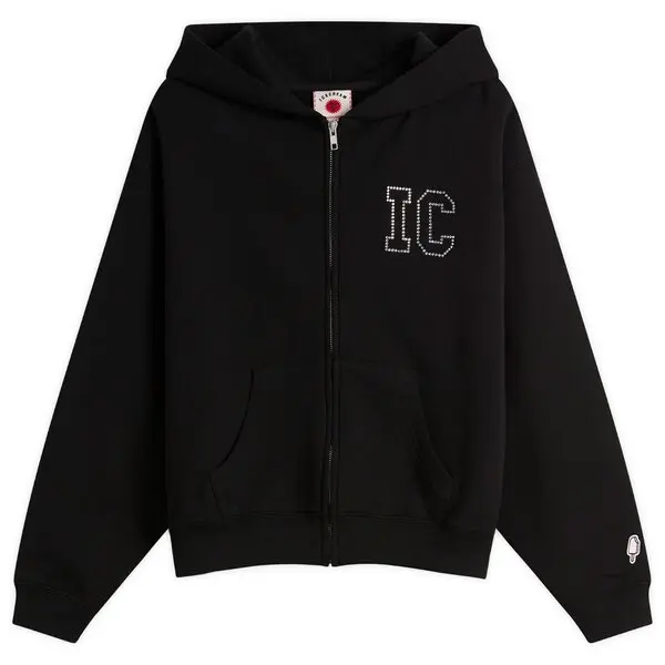 ICECREAM Crystal Zip Through Hoodie - Black