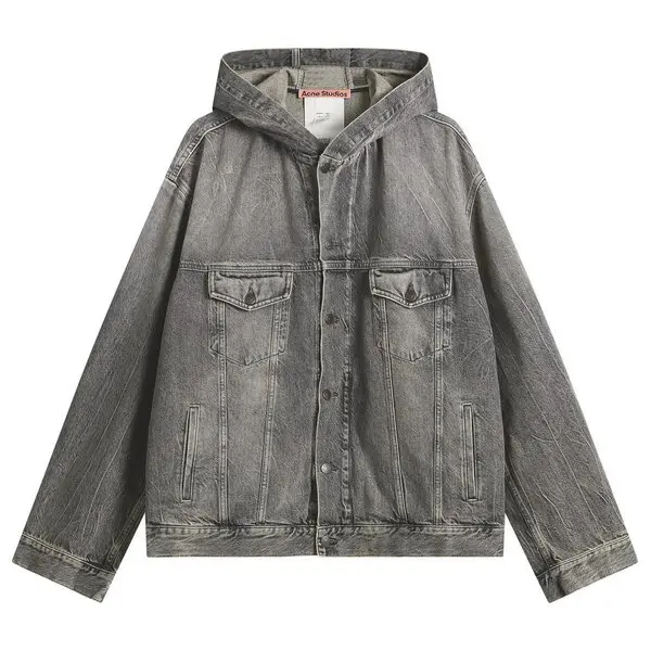 Acne Studios Gothik Wash Hooded Denim Jacket - Washed Black