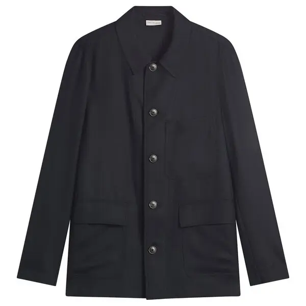 Dries Van Noten Pinstripe Worsted Wool Jacket - Navy