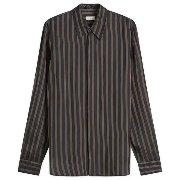 Dries Van Noten Stripe Cupro Shirt - Navy