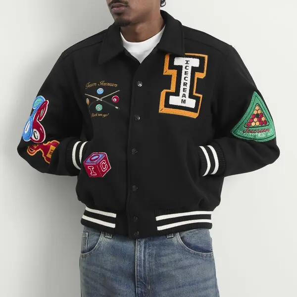 ICECREAM Trick Shot Collared Varsity Jacket