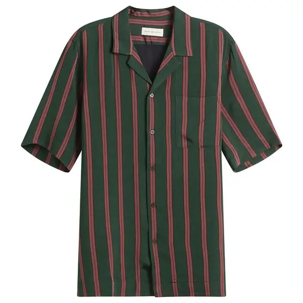 Dries Van Noten Fluid Striped Viscose Silk Shirt - Blue