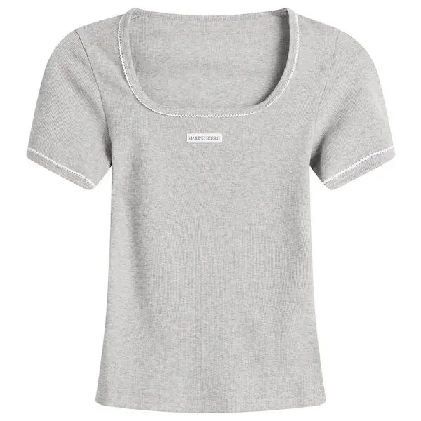 MARINE SERRE Cute 70's Square Neck T-shirt - Grey