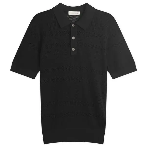 Dries Van Noten Knitted Polo - Black