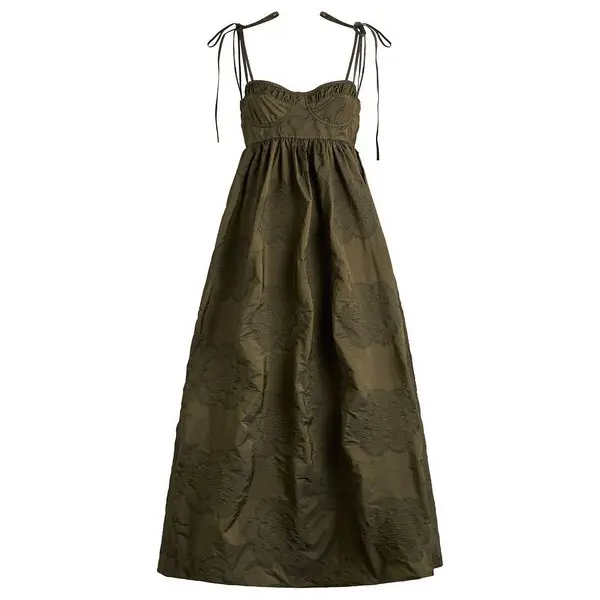 Cecilie Bahnsen Alena Floral Jacquard Dress - Olive